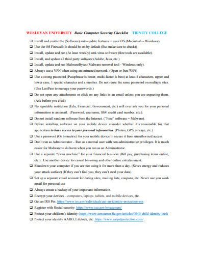 5 Computer Security Checklist Templates In Doc Pdf
