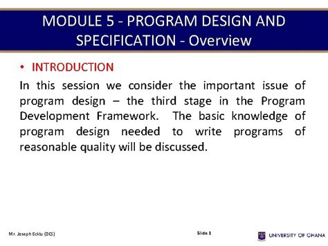 module 5 program design and specification overview introduction