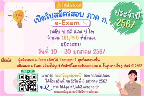 สอบ ก พ 67 เปิดสมัครสอบภาค ก แบบ E Exam เช็กเงื่อนไขก่อนสมัครที่นี่