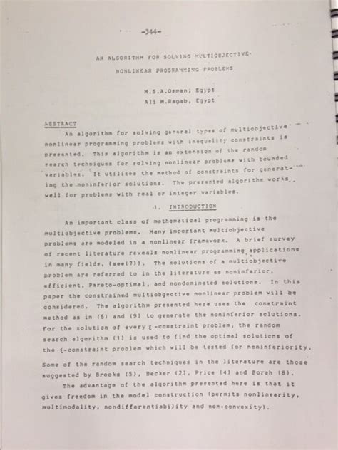 pdf an algorithm for solving multiobjective nonlinear programming