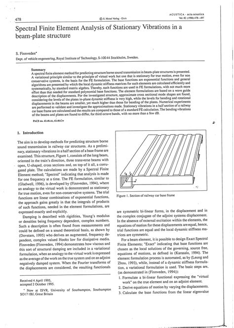 Pdf Spectral Finite Element Analysis Of Stationary Vibrations In A