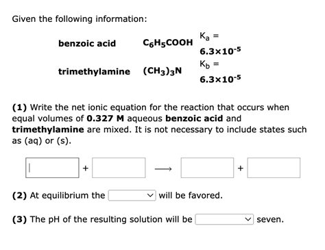 Solved Given The Following Information 1 Write The Net