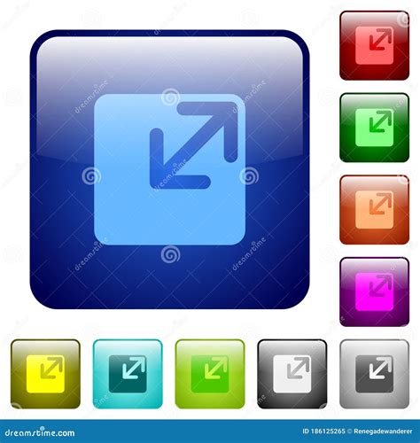 Set Of Resize Window Glass Rounded Square Buttons Stock Vector Illustration Of Icons Cyan