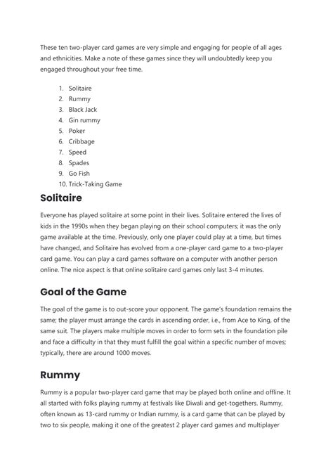 Ppt Did You Know There Are Two Player Card Games Powerpoint