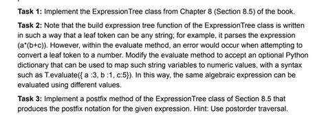 Solved Task 1 Implement The Expression Tree Class From