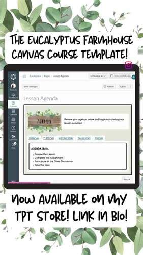 Canvas Lms Template Module Eucalyptus Farmhouse 100 Customizable