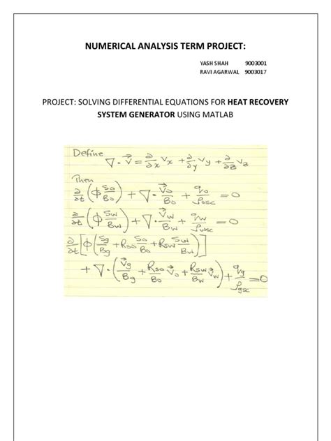 Numerical Analysis Term Project Yash Ravi Final Report Pdf