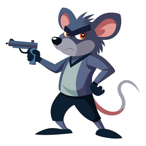 Premium Vector A Mouse Standing Tall Wielding A Colossal Gun Its Tiny Paws Gripping The