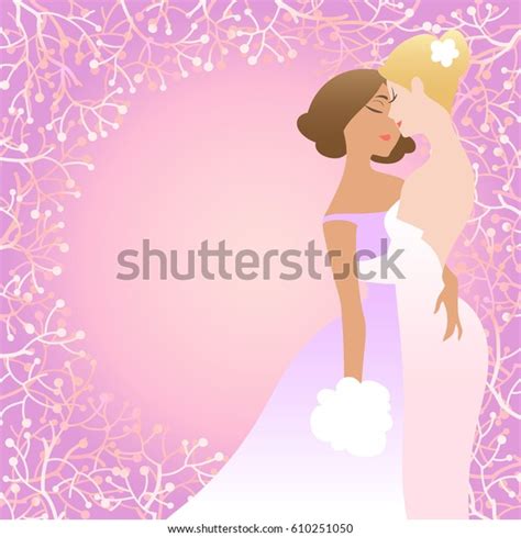 Illustration Pair Female Same Sex Couple Stock Vector Royalty Free Shutterstock