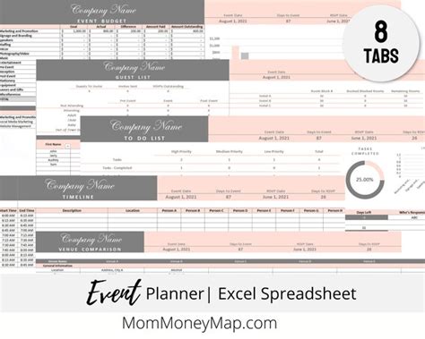 Event Planner Excel Spreadsheet Bundle With A Budget Guest Etsy