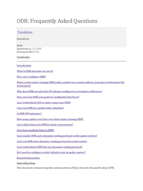 Odr Frequently Asked Questions Translations Pdf Router Computing