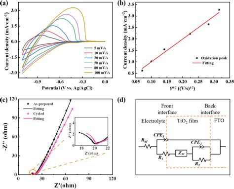 Electrochemical Characterizations Of The Tio2 Film A Cv Curves Of The Download Scientific
