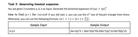 Solved Texts Task 3 Generating Binomial Expansion You Are Given 3