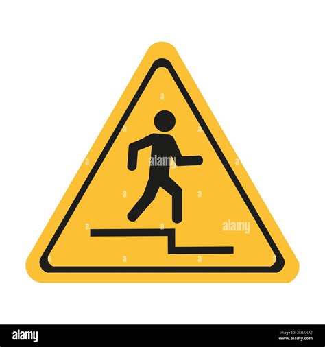 Watch Your Step Yellow Warning Triangle Black Walking Figure Safety Caution Sign Stock Vector