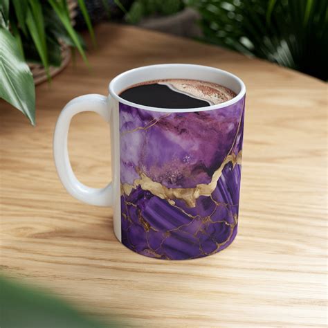 Purple Mug Marble Mug Purple And Gold Marble Mug Purple And Gold