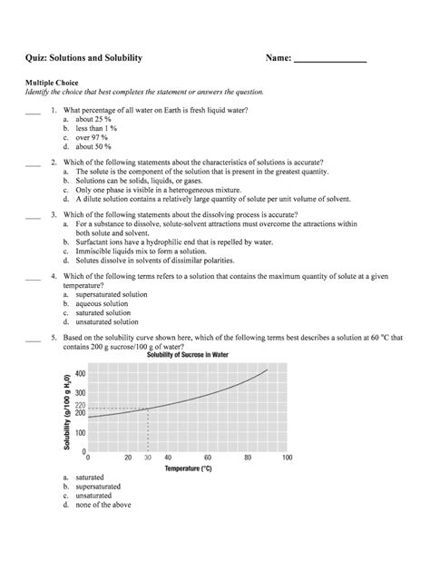 Fillable Online Quiz Solutions And Solubility Fax Email Print Pdffiller