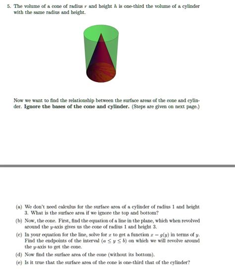 Solved The Volume Of Cone Of Radius And Height Is One Third The Volume Of Cylinder With The