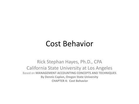 PPT Cost Behavior PowerPoint Presentation Free Download ID 248871