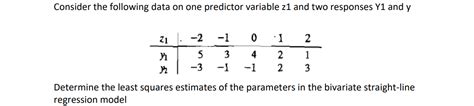 Consider The Following Data On One Predictor Variable