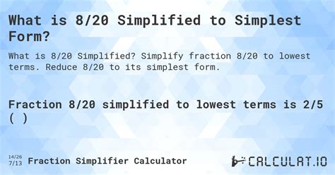 What Is 8 20 Simplified To Simplest Form Calculatio