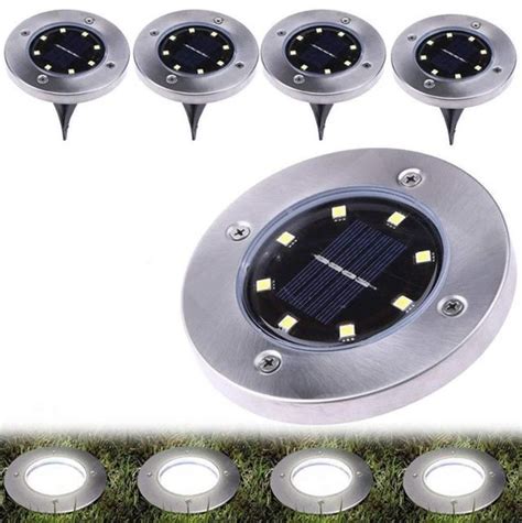 Солнечные уличные светильники для дома и сада Solar Disk Lights комплект из 4 х штук фото