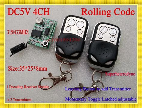 buy hcs301 rolling code transmitter receiver module dc