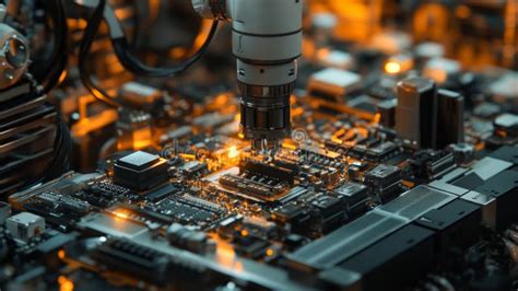 Robotic Arm Assembling Circuit Board Components Stock Illustration Illustration Of Electronics