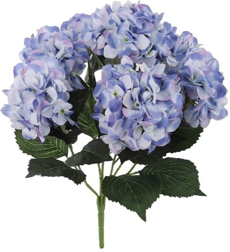 Larksilk Blue Hydrangea Silk Flower Bush Real Touch Uv