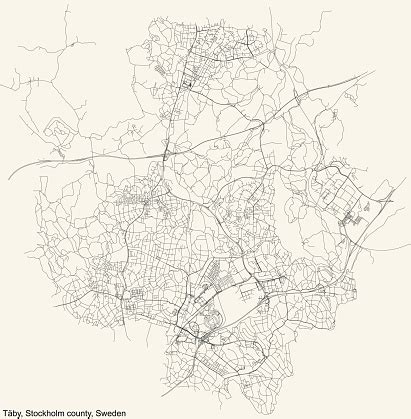 Street Roads Map Of The Täby Municipality Of Stockholm County Sweden