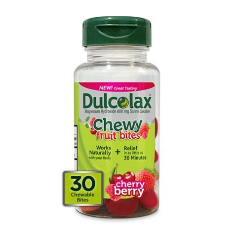 Dulcolax Chewy Fruit Bites Saline Laxative Cherry Berry Chewables 30 Ct Pack Of 20 20 Packs