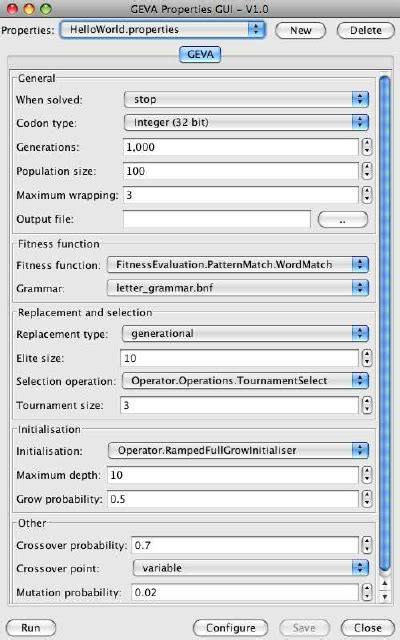 Geva Gui Screenshot For The Default Helloworld Problem The Goal Is To Download Scientific