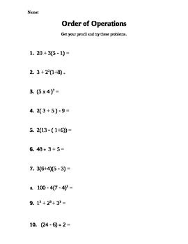 Order Of Operations Pemdas Practice Problems By Kdema Tpt