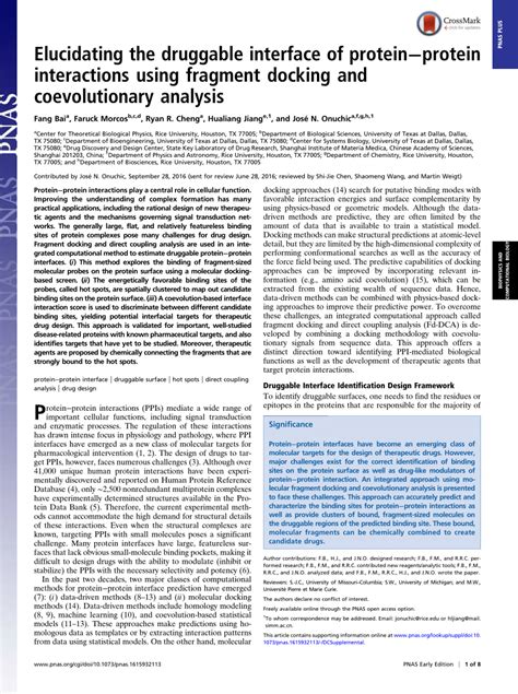 Pdf Elucidating The Druggable Interface Of Protein−protein Interactions Using Fragment Docking