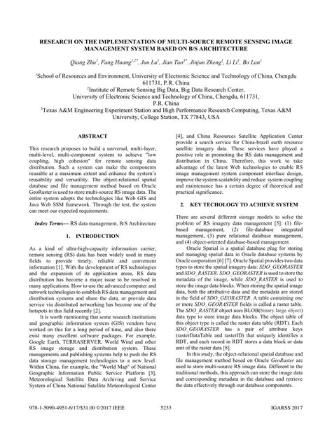 Pdf Research On The Implementation Of Multi Source Remote Sensing Image Management System