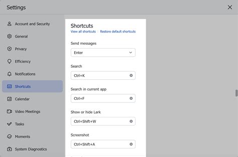 View And Modify Keyboard Shortcuts