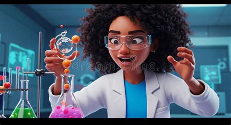 Animated Female Scientist Working In Lab Stock Illustration Illustration Of Chemicals Science