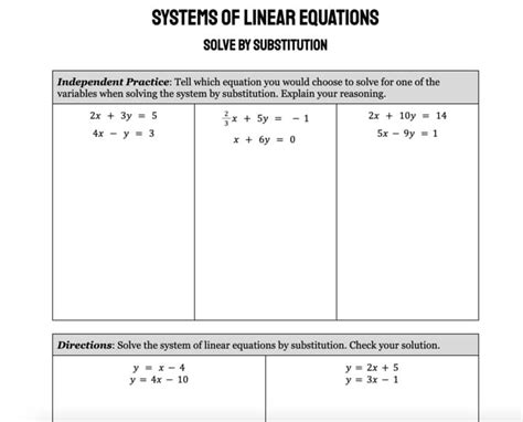 Solving Systems Of Linear Equations By Substitution By Samantha Silvestri