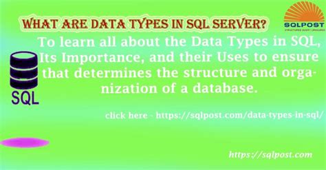 Sqlpost Academy On Linkedin What Are Data Types In Sql Server