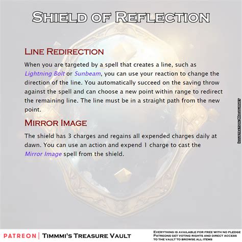 Shield Of Reflection Shield Very Rare Timmmis Treasure Vault R