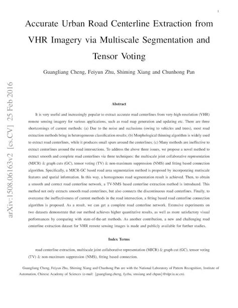 Pdf 1 Accurate Urban Road Centerline Extraction From Vhr Accurate