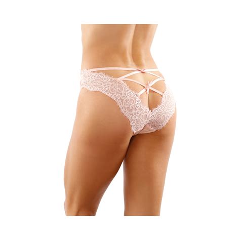 Ivy Lace Bikini Panty With Lattice Cut Out Back Light Pink L Xl