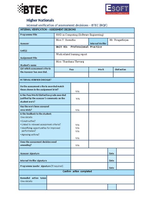 Professional Practice Assignment Final Submission You Higher Nationals Internal Verification