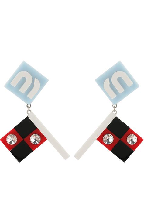 Женские разноцветные серьги с фигурными подвесками Miu Miu купить в интернет магазине ЦУМ арт
