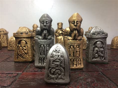 Gothic Chess Set Gold And Silver Metallic Antique Effect Chess Pieces Only Made To Order