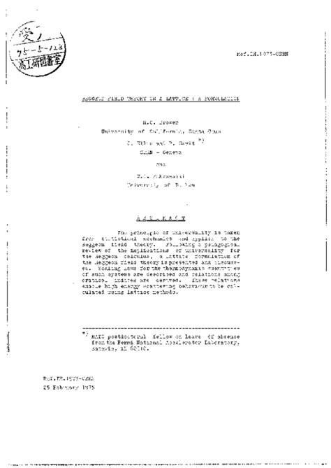 Pdf Reggeon Field Theory On A Lattice A Formulation
