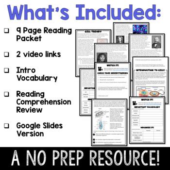 Introduction To Cells Close Reading Packet By The Trendy Science Teacher