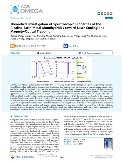 Pdf Theoretical Investigation Of Spectroscopic Properties Of The Alkaline Earth Metal