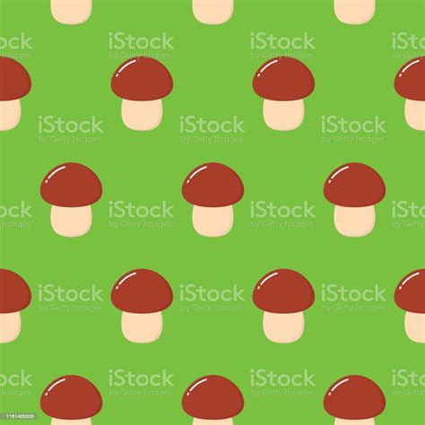 숲 버섯과 벡터 만화 스타일 원활한 패턴 관상용 전통적인 숲 버섯과 원활한 패턴 자연 벡터입니다 가을에 대한 스톡 벡터 아트 및