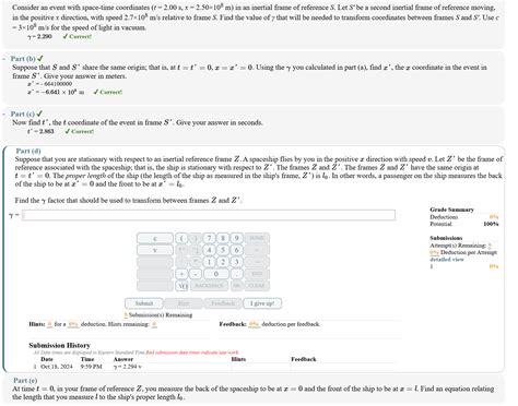 Solved Consider An ﻿event With Space Time Coordinates