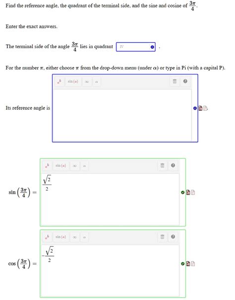 Solvedfind The Reference Angle The Quadrant Of The Terminal Side And
